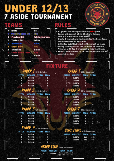 U12-13's 7 A-Side Fixtures - Angle Vale Soccer Club